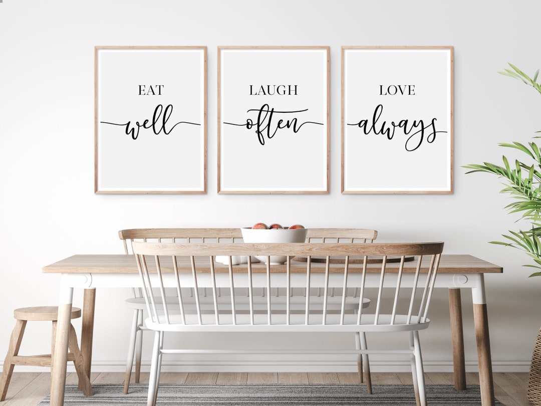 Eat Laugh Love Print, Eat Well Laugh Often Love Always Kitchen Wall Art ...