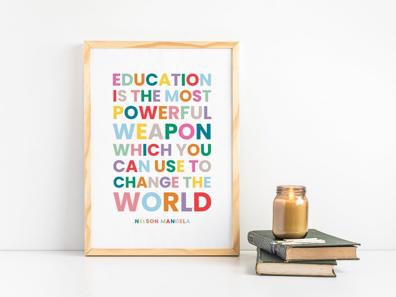 Education is the Most Powerful Weapon Nelson Mandela Quote - Etsy