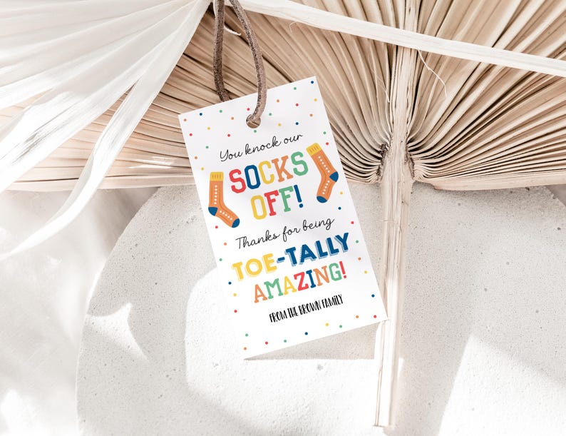 Socks Thank You Gift Tag, Editable Appreciation Gift for Teacher Nurse ...