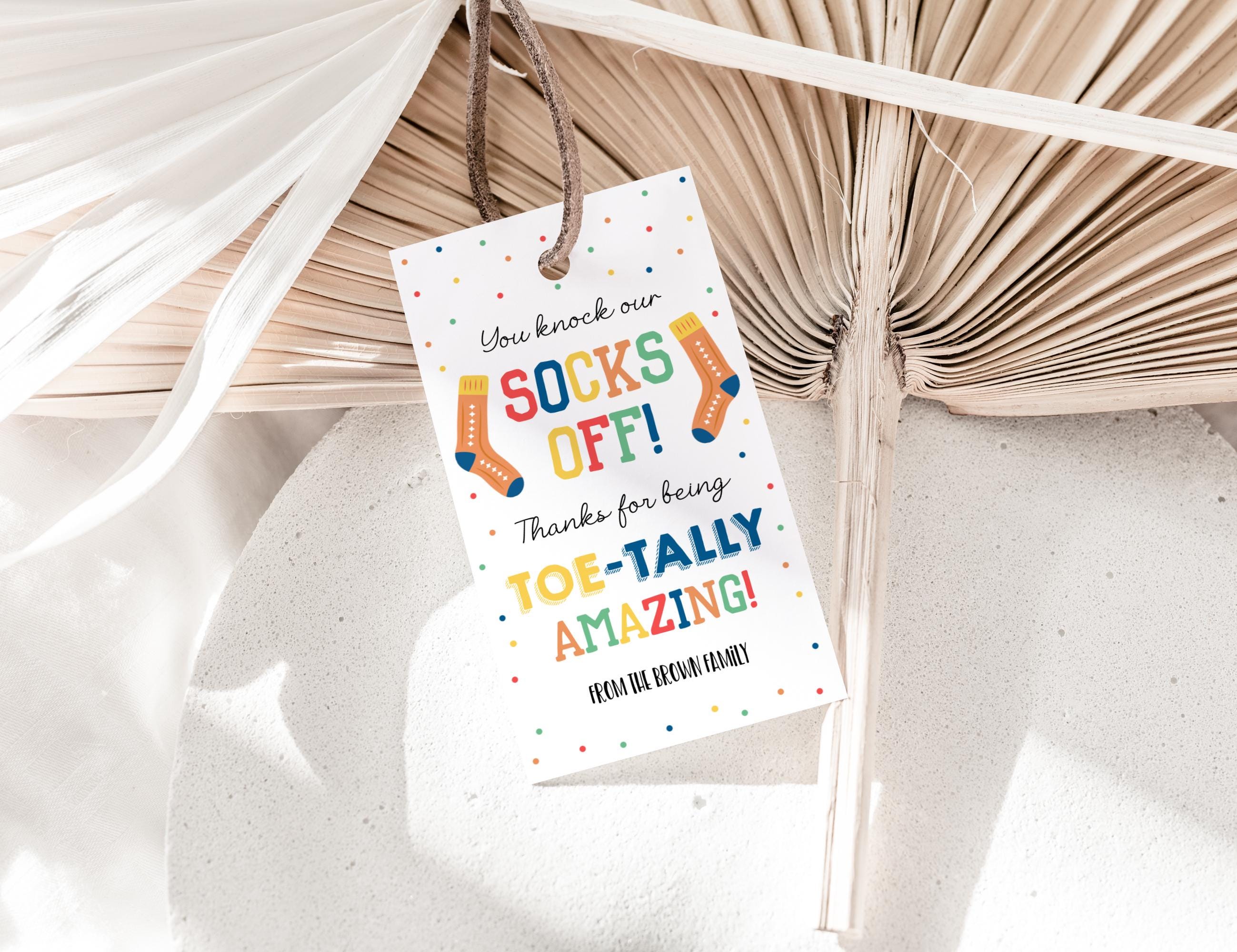 Socks Thank You Gift Tag, Editable Appreciation Gift for Teacher Nurse ...