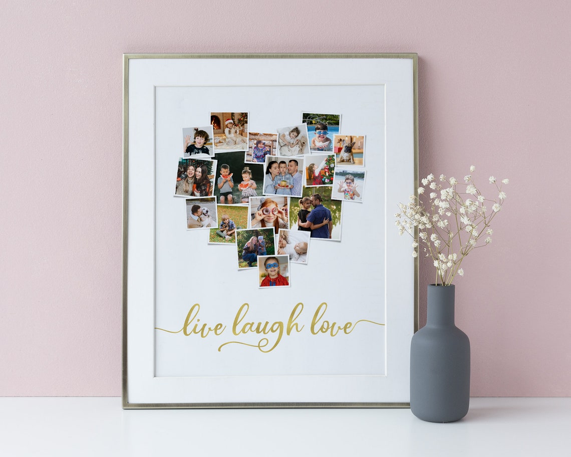 Heart Photo Collage Template, Heart Shaped Square Photo Templates ...