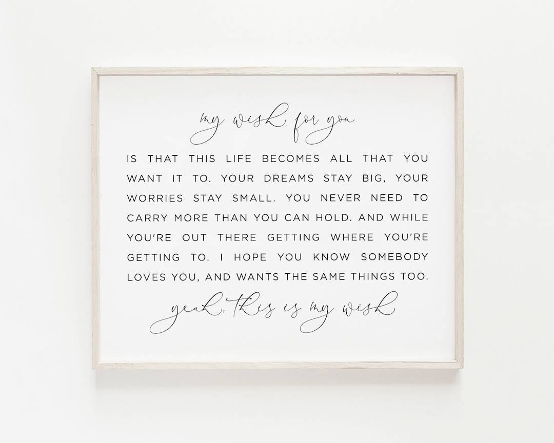 My Wish for You Sign, Kids Room Decor, Song Lyrics Wall Art ...