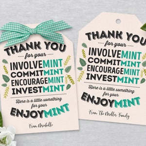 Volunteer Appreciation Gift Tags Editable Mint Favor Tag - Etsy