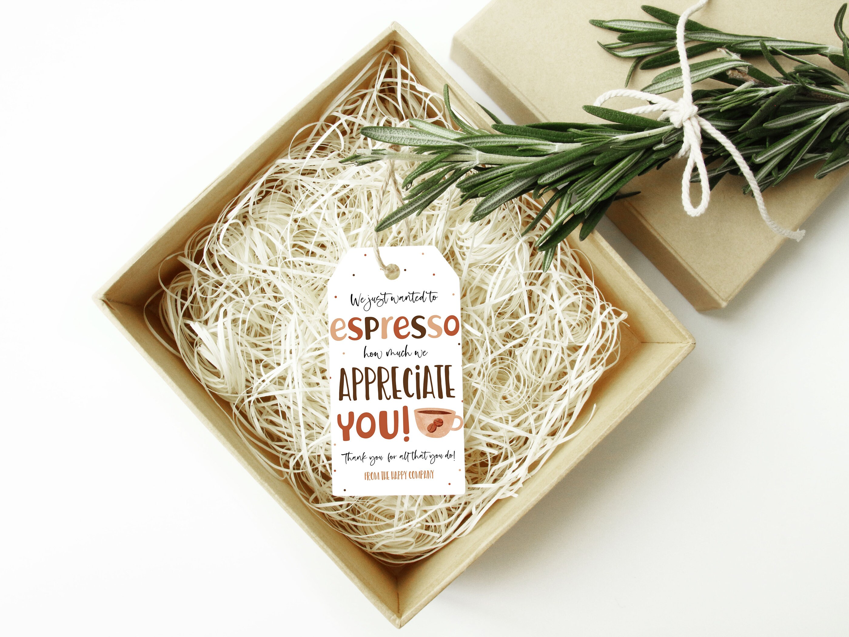 Coffee Gift Tag, Espresso How Much We Appreciate You Thank You Gift ...
