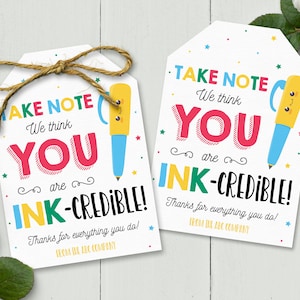 Pen Thank You Gift Tag Take Note You Are Ink-credible - Etsy