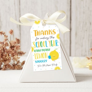 End of School Year Teacher Lemon Gift Tag, Easy Peasy Lemon Squeezy ...