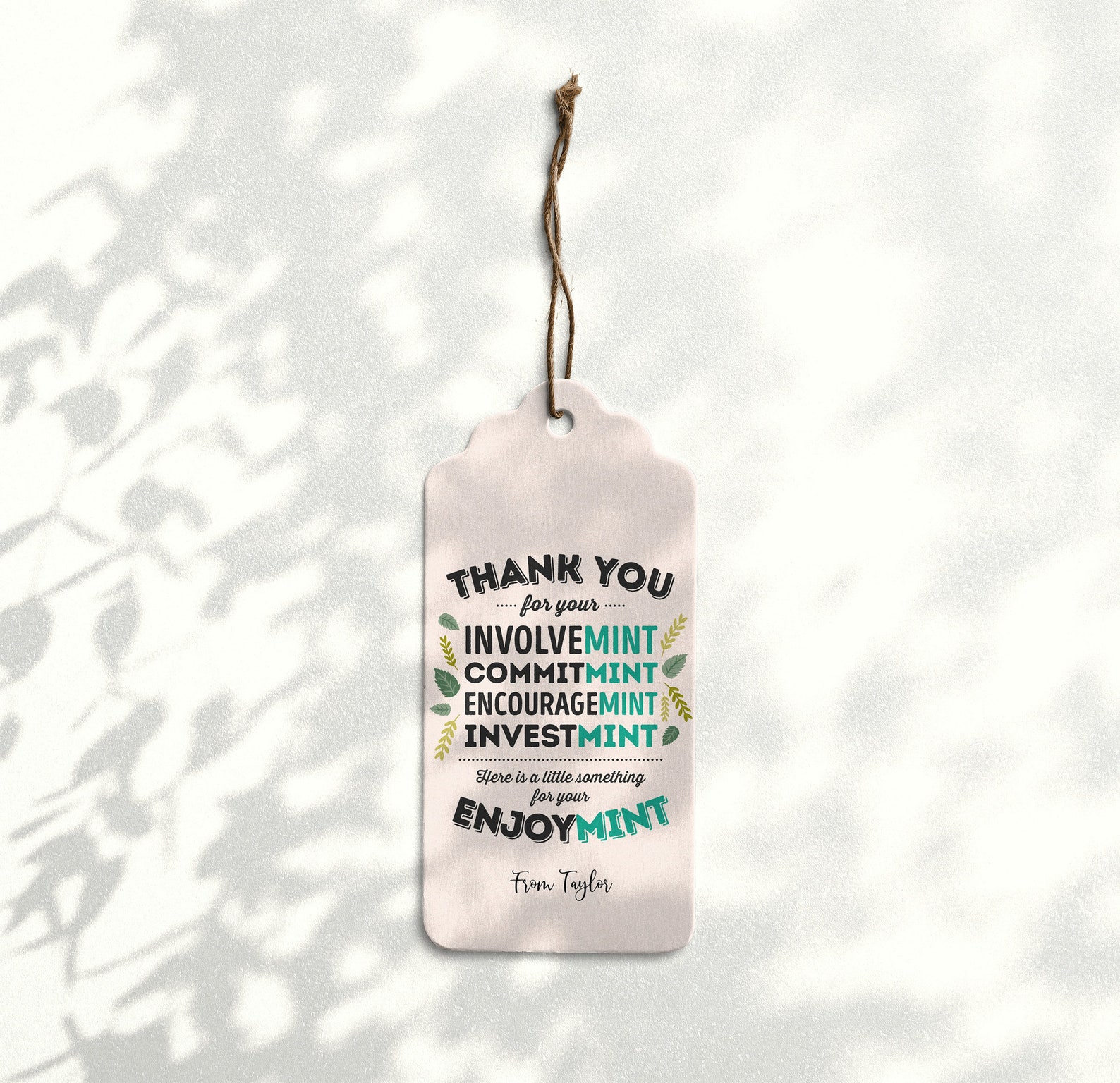 Volunteer Appreciation Gift Tags Editable Mint Favor Tag - Etsy