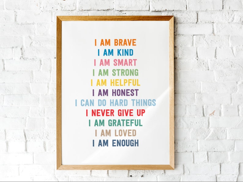 I Am Brave I Am Kind Print Affirmation Wall Art for Kids - Etsy