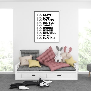 I Am Brave Affirmation Poster for Kids, Nursery Wall Art, I Am Loved I ...