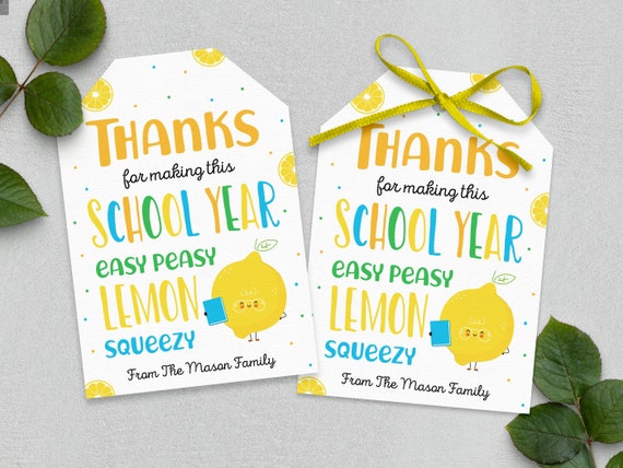 End of School Year Teacher Lemon Gift Tag Easy Peasy Lemon | Etsy