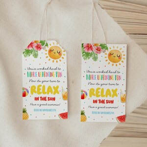 Teacher Appreciation Summer Gift Tag, Your Turn to Relax in the Sun ...