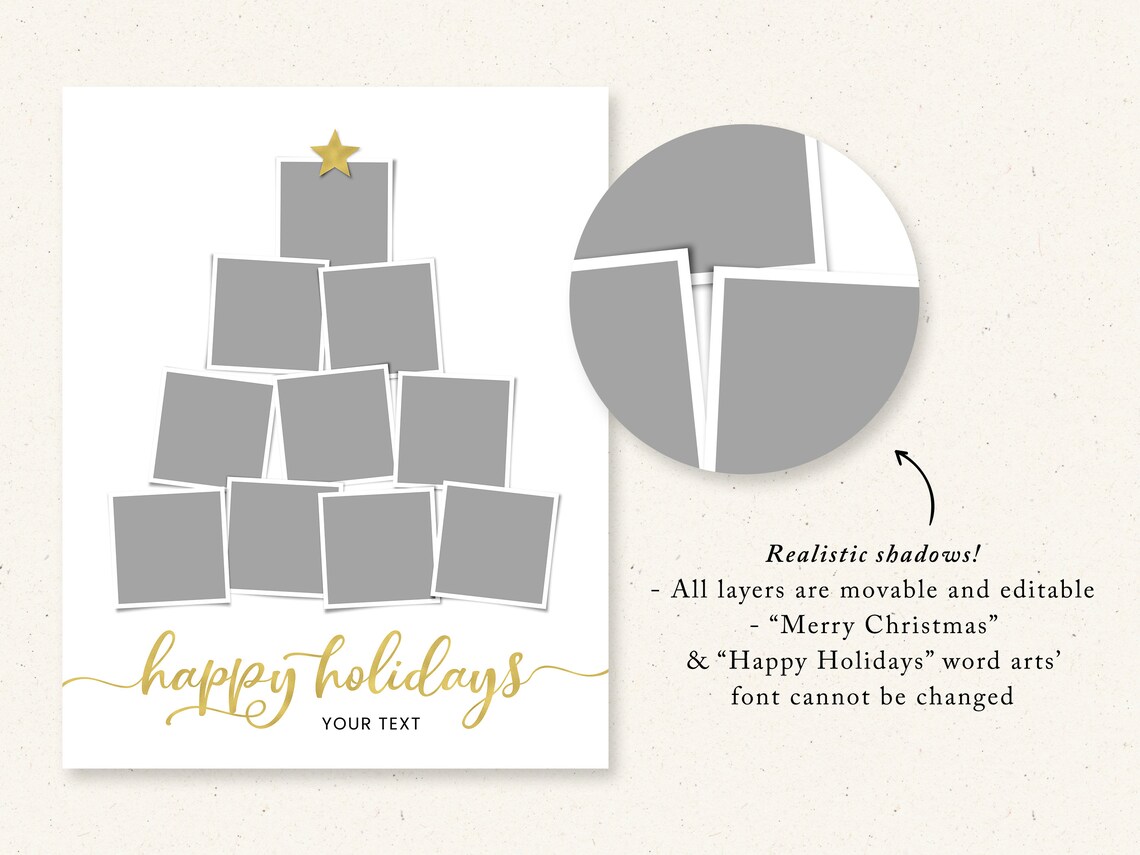 Christmas Photo Card Template, Christmas Tree Photoshop Templates ...