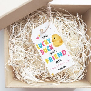 Rubber Duck Valentine Gift Tag, Lucky Duck Kid Valentine's Day Tag ...