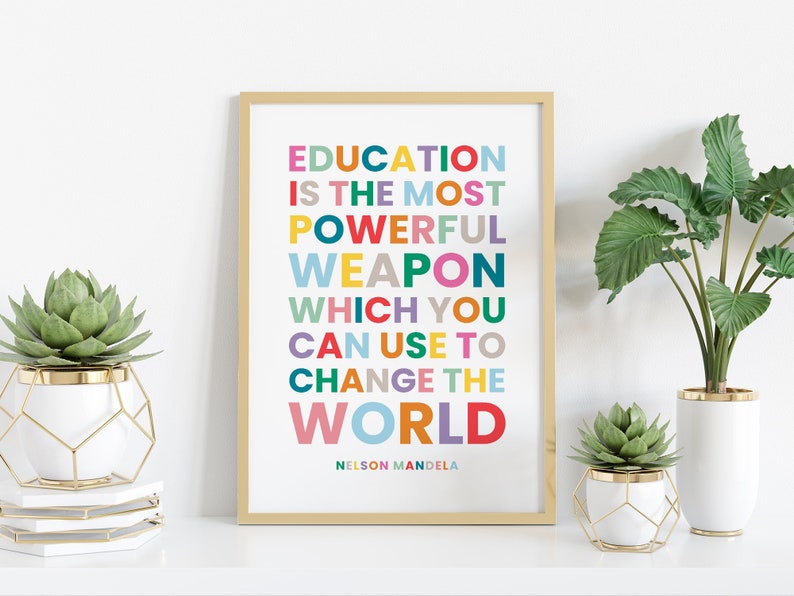 Education is the Most Powerful Weapon Nelson Mandela Quote - Etsy