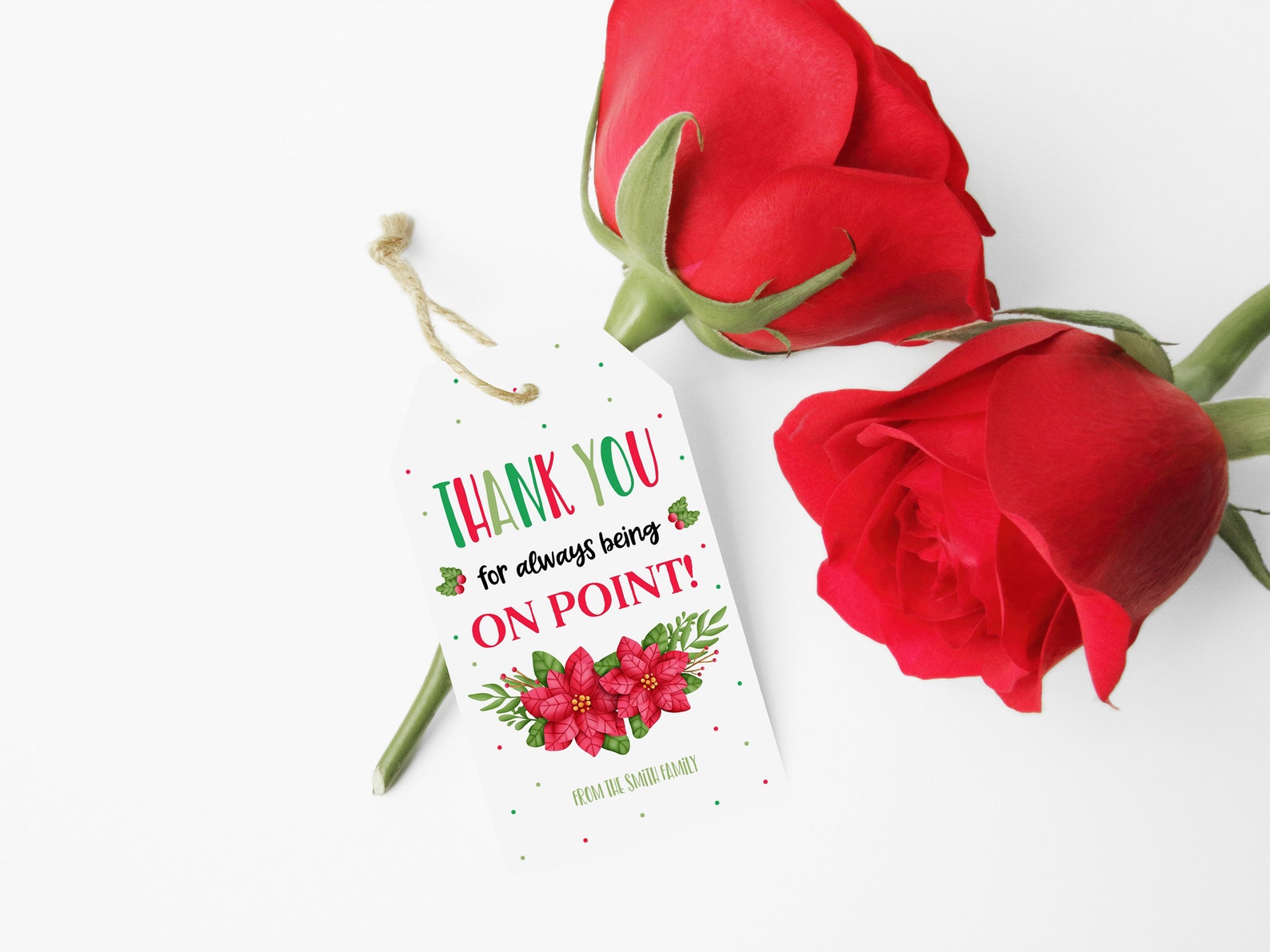 Christmas Poinsettia Gift Tag Thank You for Being on Point - Etsy