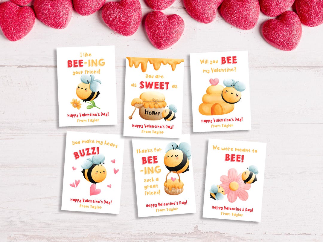Editable Bee Valentine's Day Gift Tag, School Kids Bee Mine Valentine ...