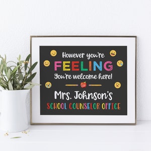 School Counselor Office Personalized Welcome Sign, Child Counselor Door ...