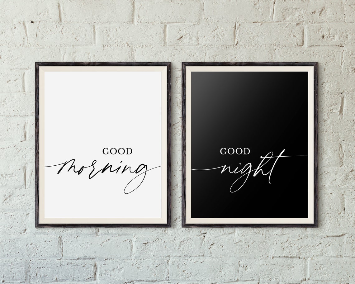 Good Morning Good Night Wall Decor Bedroom Print Set Set of - Etsy