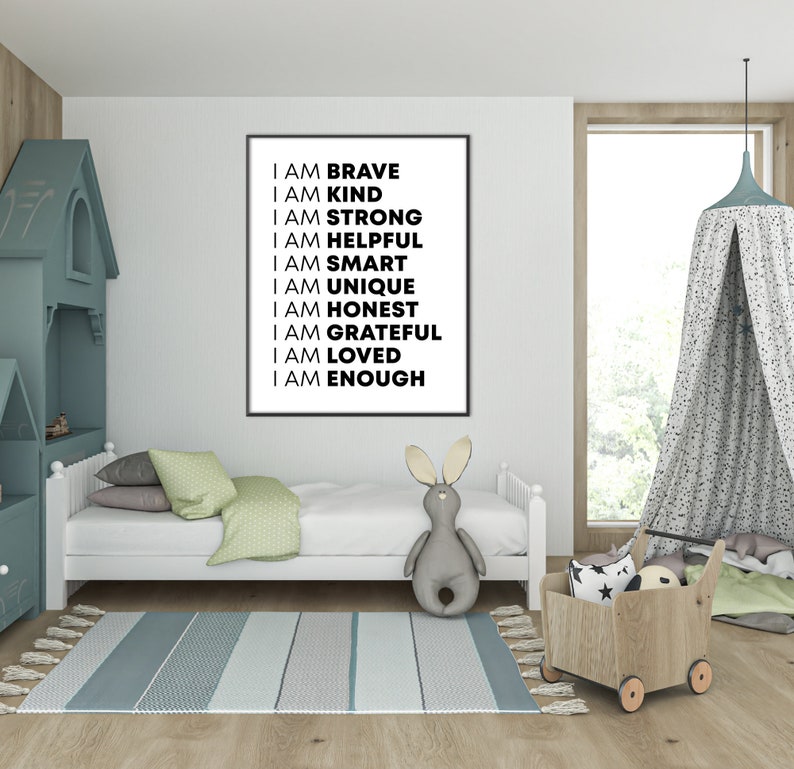 I Am Brave Affirmation Poster For Kids Nursery Wall Art I Am | Etsy
