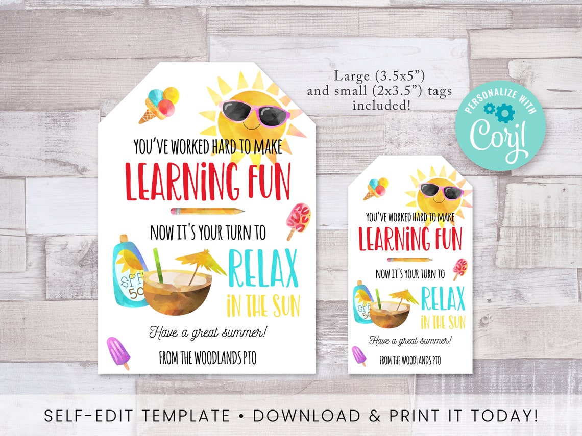Teacher Appreciation Summer Gift Tag School's Out Summer | Etsy