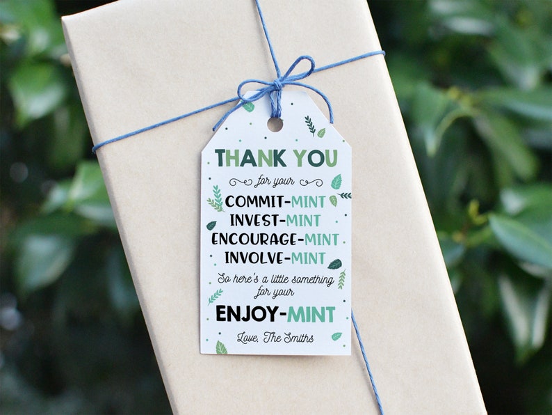 Mint Gift Tag Editable Volunteer Appreciation Gift Tags Mint - Etsy