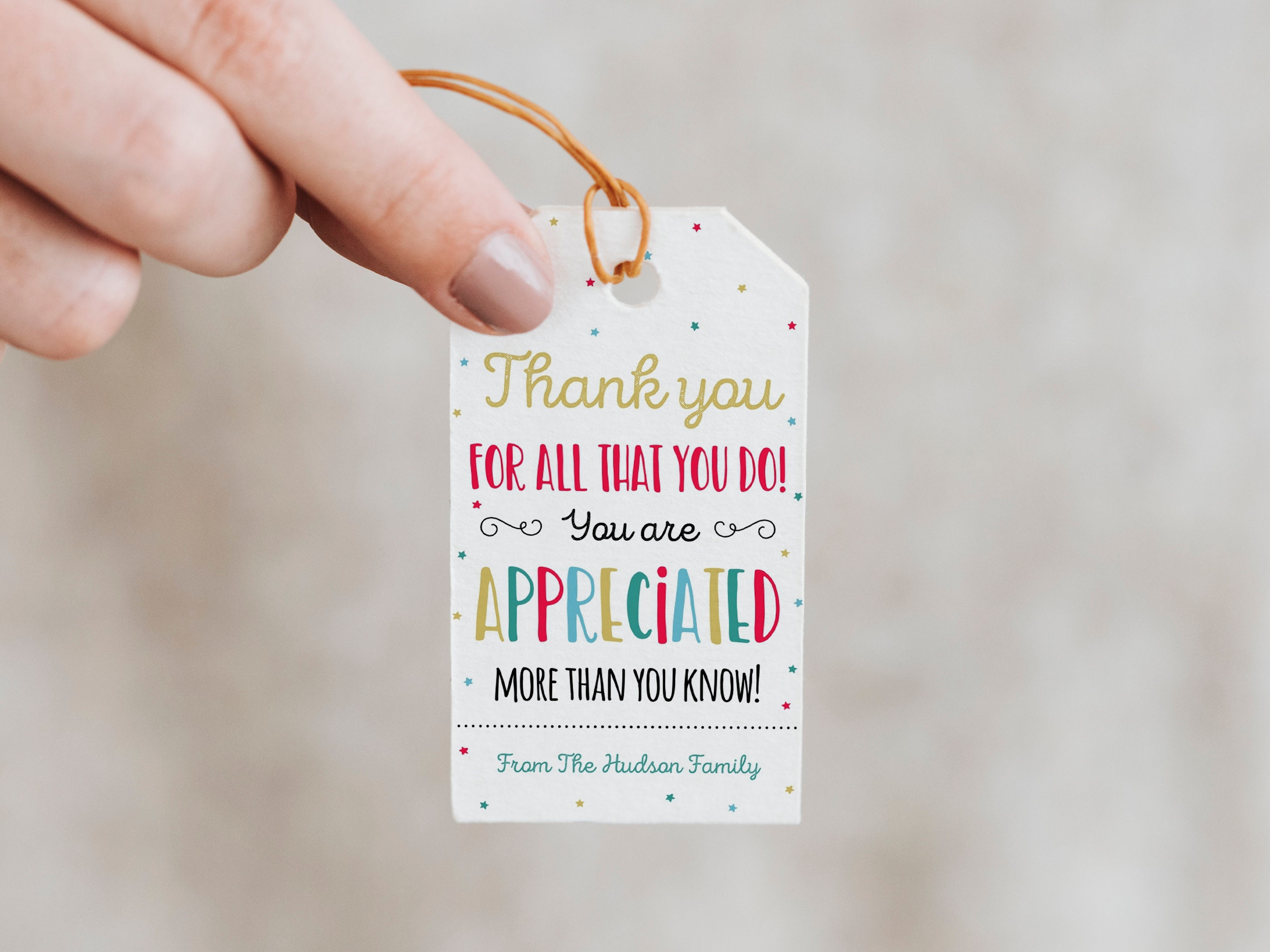 Thank You Gift Tag, Editable Teacher Appreciation Gift, Nurse Staff ...