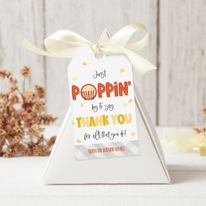Popcorn Gift Tag Editable, Popping by to Say Thank You, Teacher ...