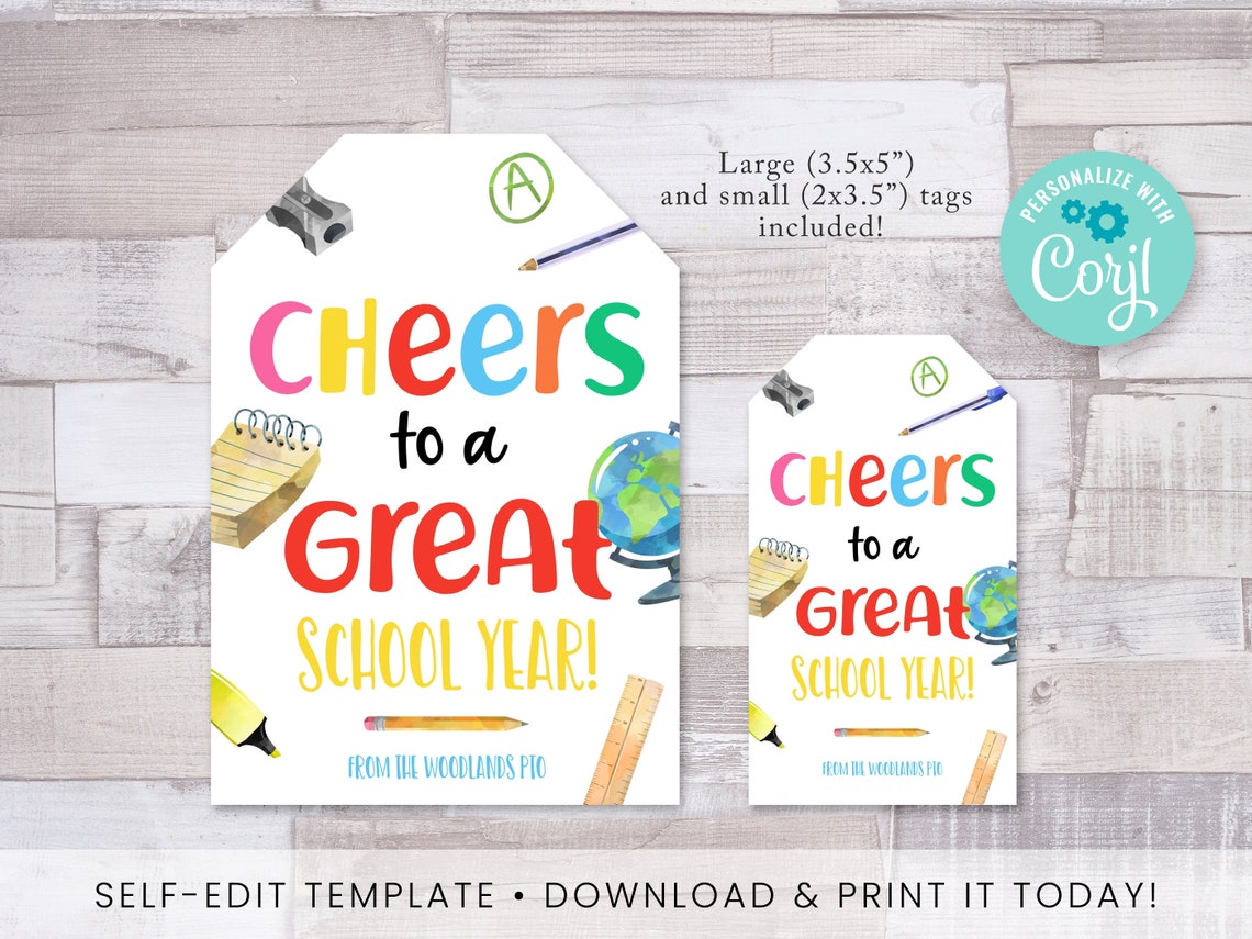 Cheers To A Great School Year Back To School Gift Tag First | Etsy