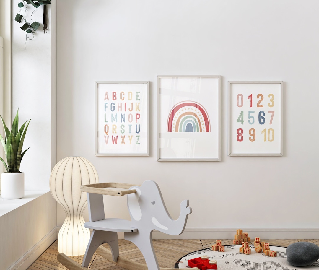 Rainbow Alphabet Poster Pastel Educational Prints Neutral - Etsy