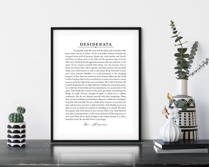 Desiderata Print Max Ehrmann Poem Art Literary Quote Print - Etsy Singapore