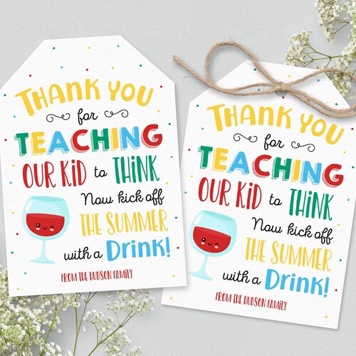 Teacher Wine Tag Wine Teacher Appreciation Gift Tag Wine Label - Etsy