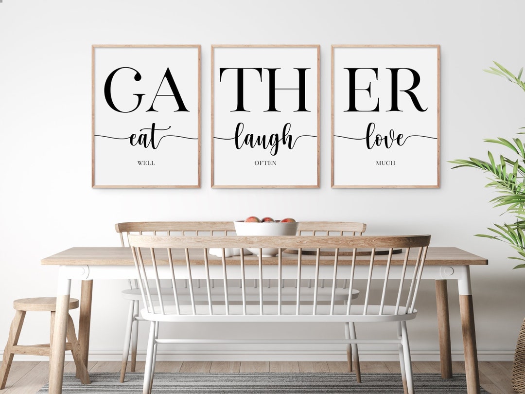 Gather Sign, Eat Well Laugh Often Love Much Kitchen Wall Art, Farmhouse ...