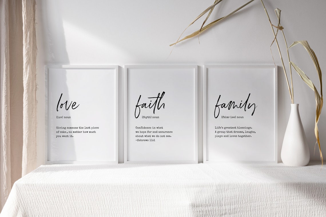 Family Quote Sign Set of 3 Inspirational Wall Arts Positive | Etsy