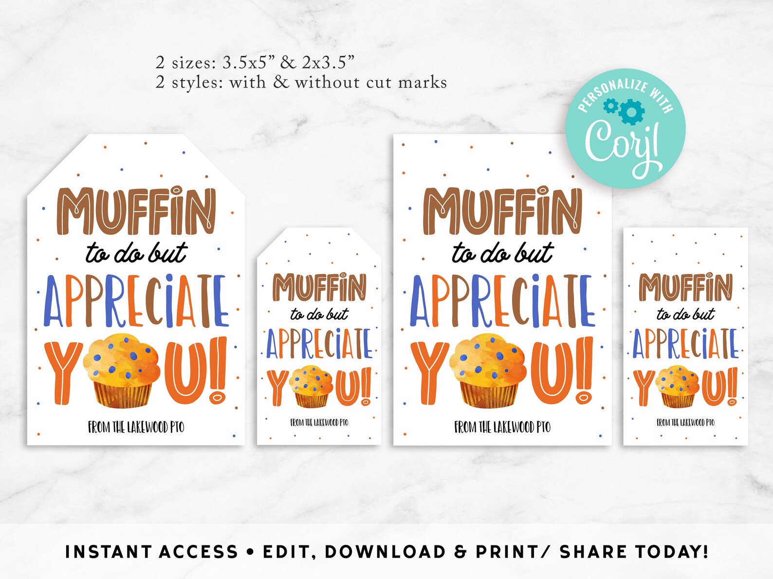 Muffin to Do but Appreciate You Editable Gift Tag, Employee ...