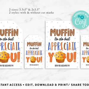 Muffin to Do but Appreciate You Editable Gift Tag, Employee ...