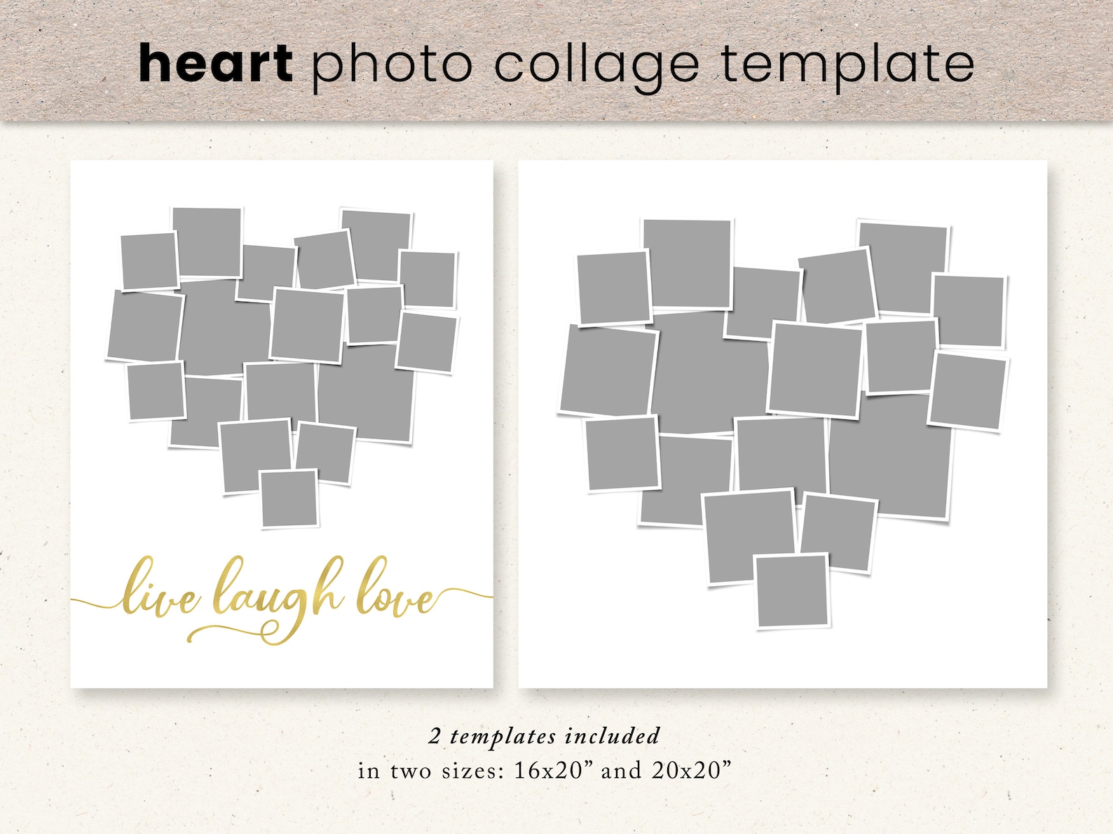 Heart Photo Collage Template Heart Shaped Square Photo - Etsy Canada