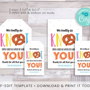 Pretzel Gift Tag, Do Knot Know What We Would Do Without You, Teacher ...