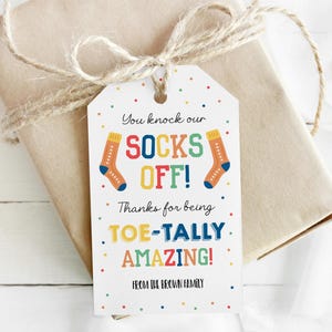 Socks Thank You Gift Tag, Editable Appreciation Gift for Teacher Nurse ...