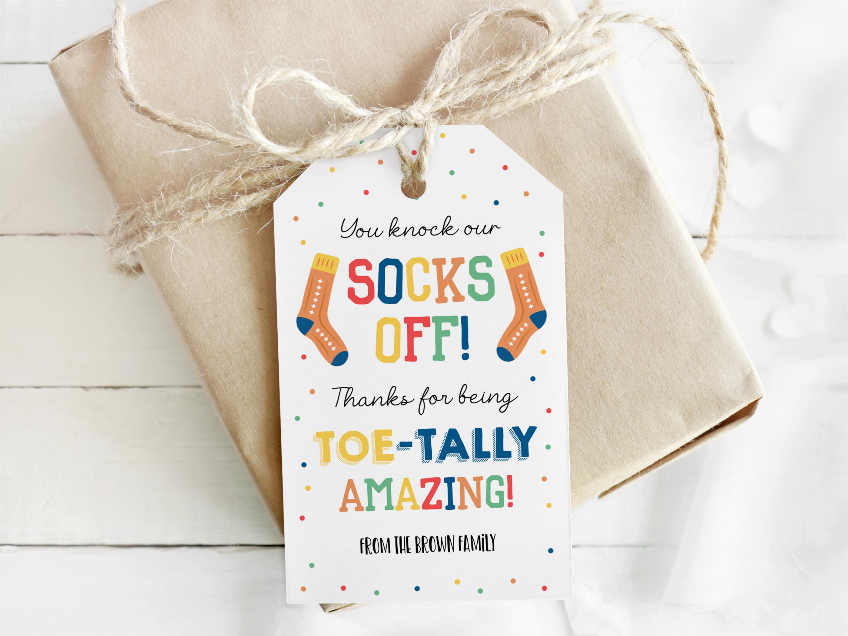 Socks Thank You Gift Tag, Editable Appreciation Gift for Teacher Nurse ...