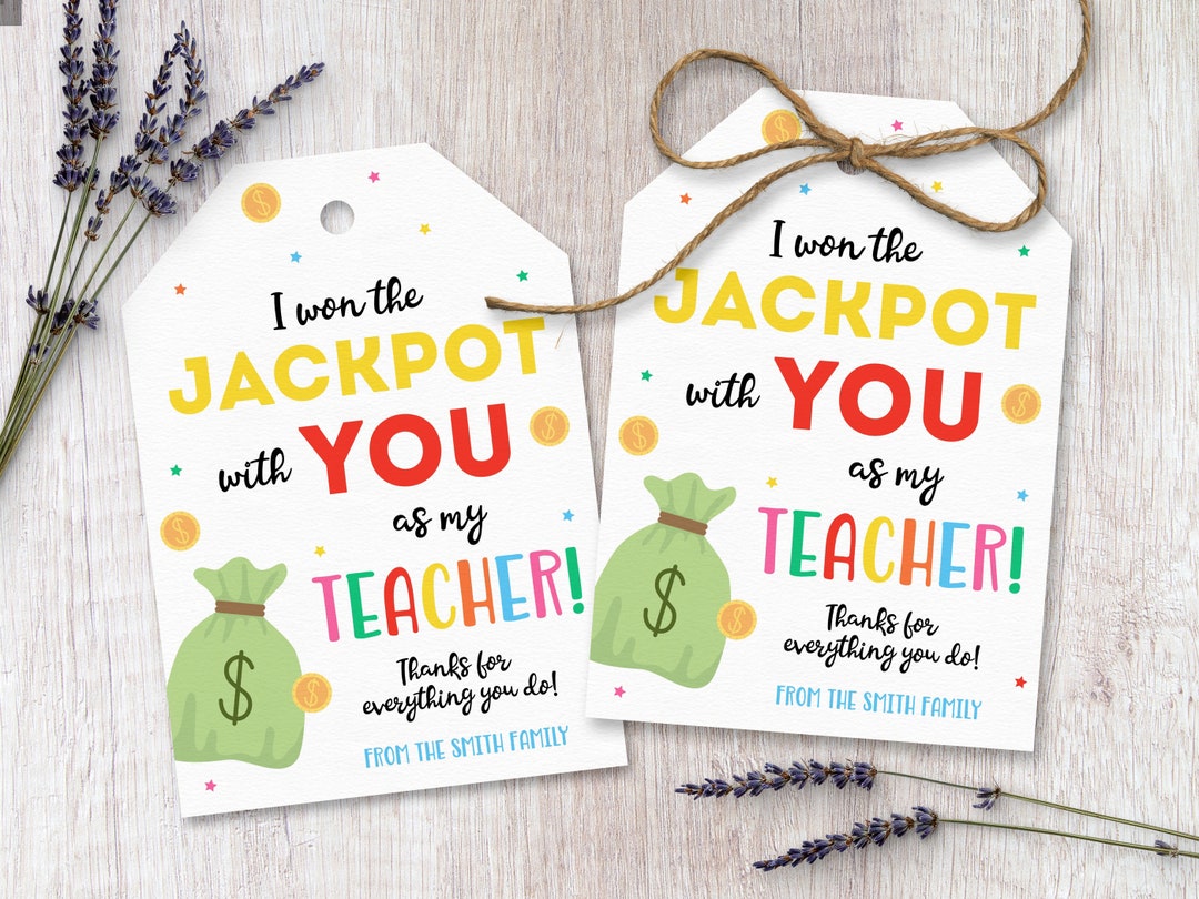 Lottery Gift Tag I Won the Jackpot With You as My Teacher - Etsy