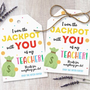 Lottery Gift Tag I Won the Jackpot With You as My Teacher - Etsy