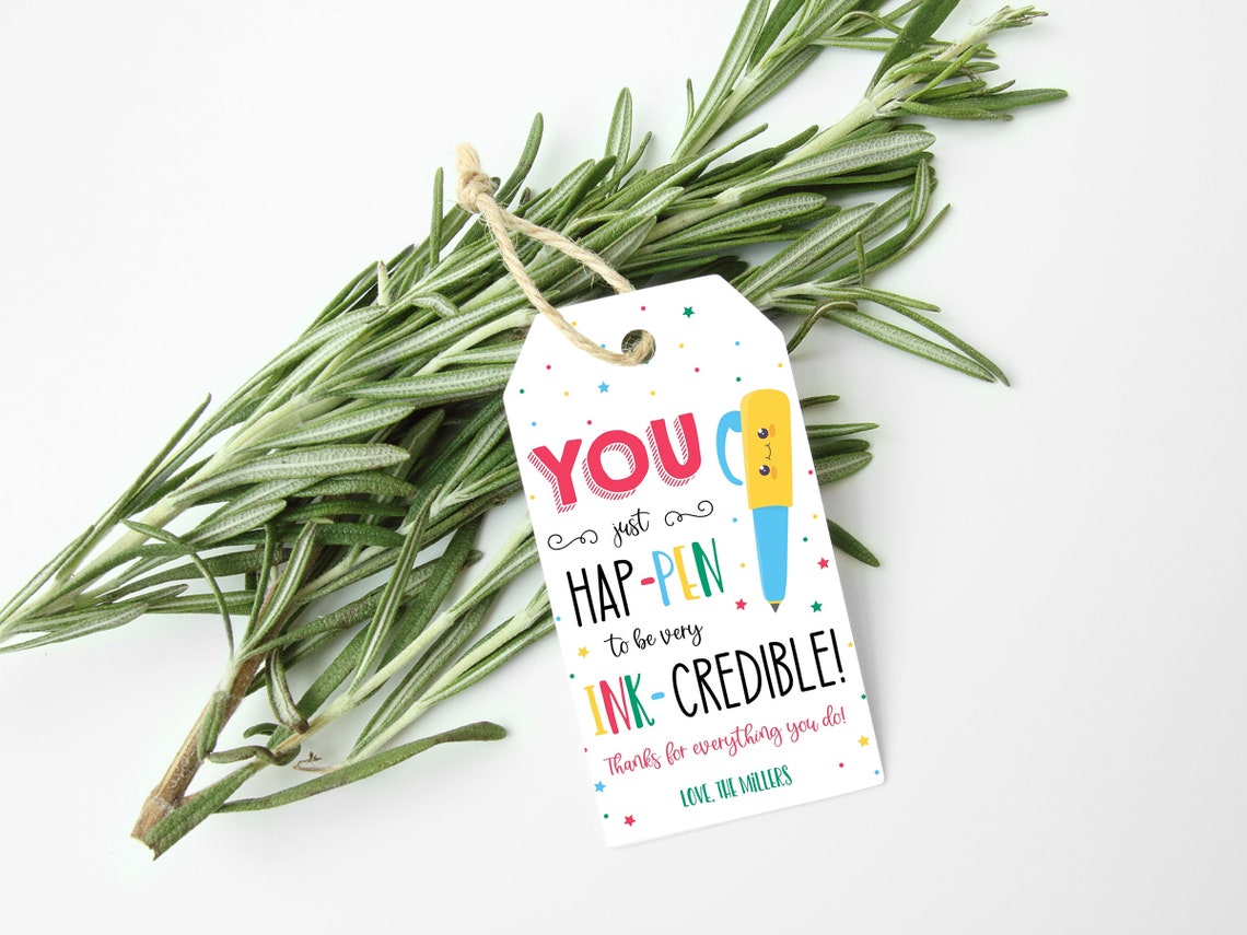 Pen Thank You Gift Tag Editable Appreciation Gift for Teacher - Etsy