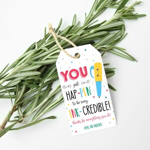 Pen Thank You Gift Tag, Editable Appreciation Gift for Teacher ...