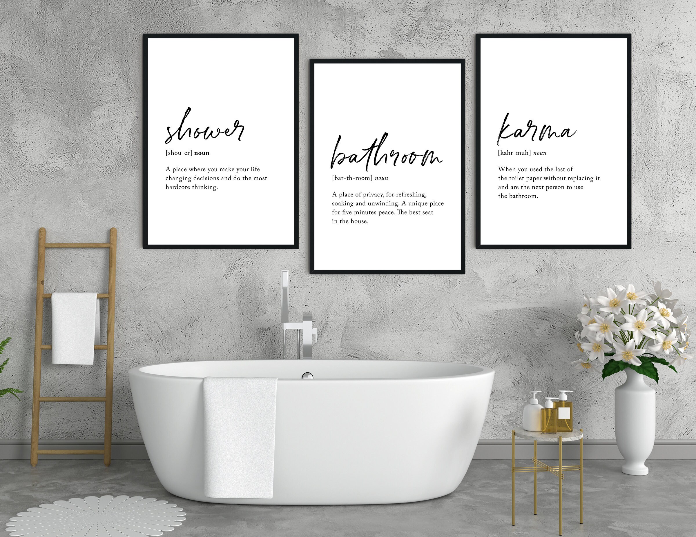 Funny Bathroom Decor, Bathroom Definition Prints, Karma Bathroom Sign ...