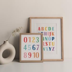 Rainbow Educational Posters, Alphabet Numbers Shapes, Set of 6 ...