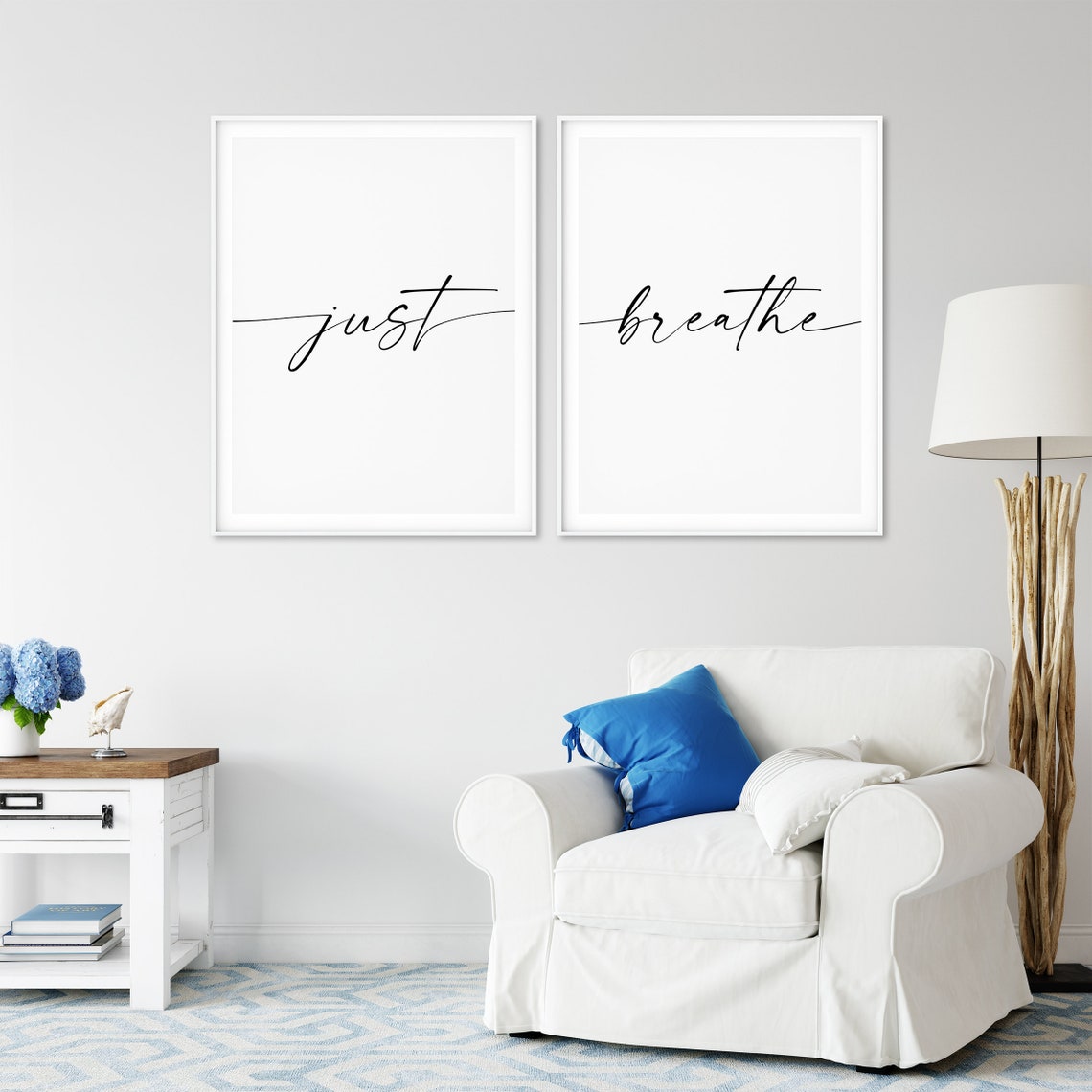 Just Breathe Prints Yoga Poster Printable Art Inhale Exhale - Etsy