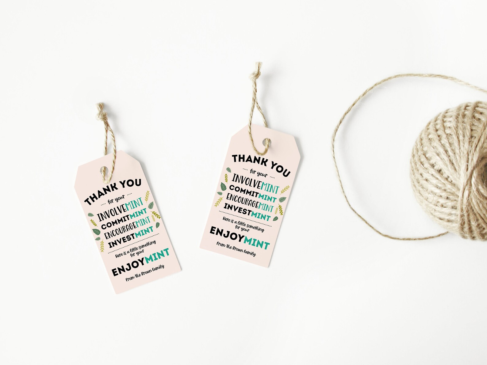 Volunteer Appreciation Gift Tags Editable Mint Favor Tag - Etsy