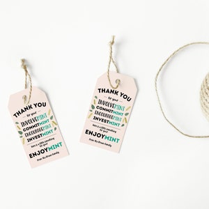 Volunteer Appreciation Gift Tags, Editable Mint Favor Tag, Thank You ...