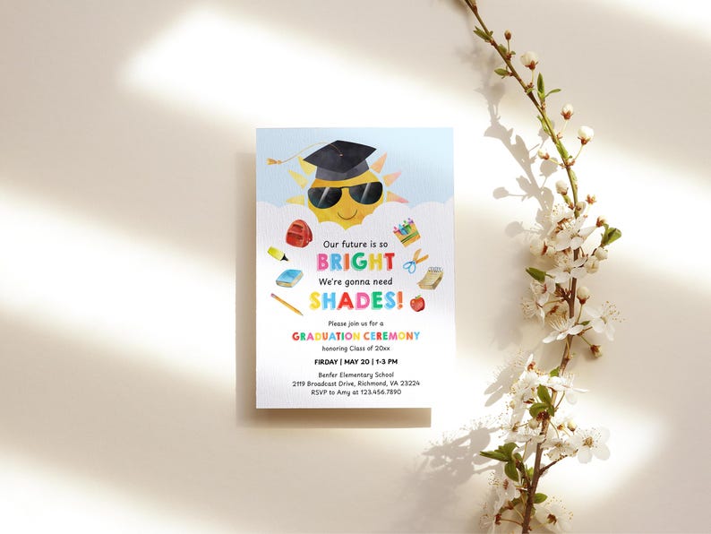 Kindergarten Graduation Invitation, Future is so Bright Wear Shades ...