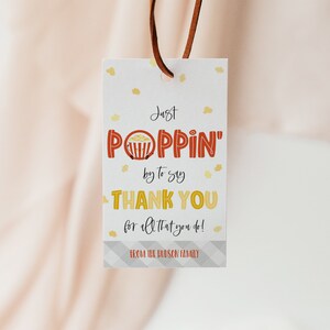 Popcorn Gift Tag Editable Popping by to Say Thank You - Etsy